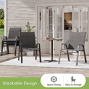 Redpick Patio Chairs Set of 6, Outdoor Dining Chairs Stackable for All Weather, Breathable Metal Modern Outside Furniture Chair for Pool Side, Garden, Backyard Deck, Dark Grey
