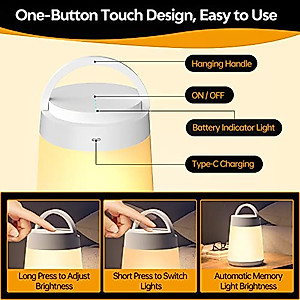 Aisutha Night Light for Kids, LED Touch Sensor Baby Night Light for Breastfeeding and Sleep Aid, Stepless Dimming Nursery Lamp Rechargeable Portable Night Light with Memory Function Bedside Light