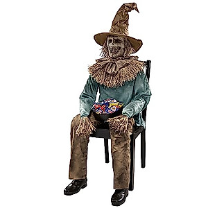 Spirit Halloween 4.5 Ft Scary Sitting Scarecrow Animatronic | Decorations | Animated | Pop-up Motion | Scarecrow Prop