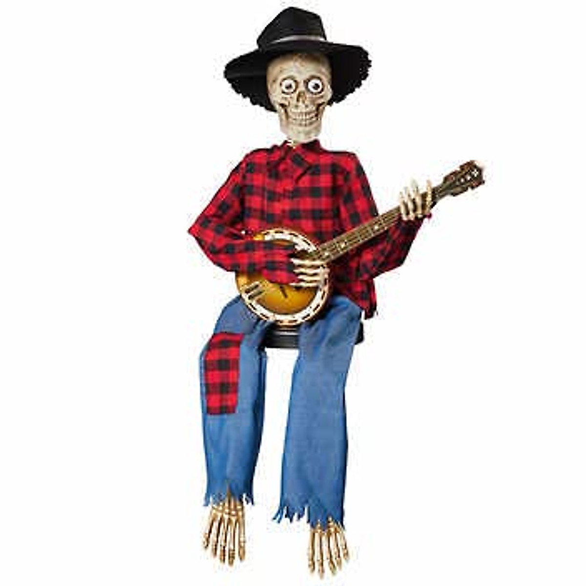 Animated Motion/Sound Activated Musical Multi-Lingual Banjo Skeletons Duo Halloween Fall Indoor Decor