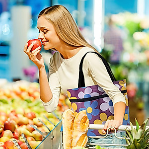 YASYU Folding Shopping Bag With Wheels, Purple Flower, Unisex Adult, Utility Cart Wagon