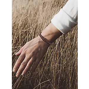 Akeoqi 12Pcs Braided Leather Bracelets Set For Men Women Wooden Beaded Cuff Wrap Bracelet Boho Ethnic Tribal Linen Hemp Cords Wrap Bracelets Adjustable Rainbow And White