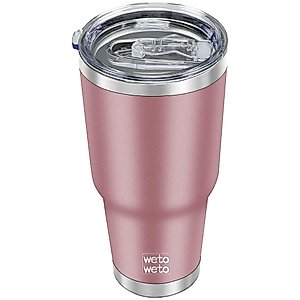 WETOWETO 30oz Tumbler, Stainless Steel Vacuum Insulated Water Coffee Tumbler Cup, Double Wall Powder Coated Spill-Proof Travel Mug Thermal Cup for Home Outdoor (Rose Gold, 1 Pack)