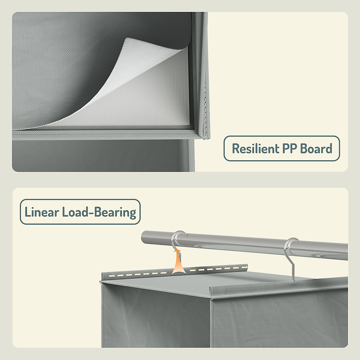 LayerSpace Space-Saving Hanging Closet Organizer - Versatile Storage for Clothes, Travel, Bedroom - 3-Shelf Heavy-Duty Design - Set of 2, Grey