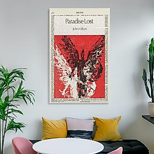 MOJDI Book Cover Miltons Paradise Lost Poster from 1911 Epic Poetry Wall Art English Literature Poster For Canvas Painting Wall Art Poster for Bedroom Living Room Decor 20x30inch(50x75cm) Frame-style