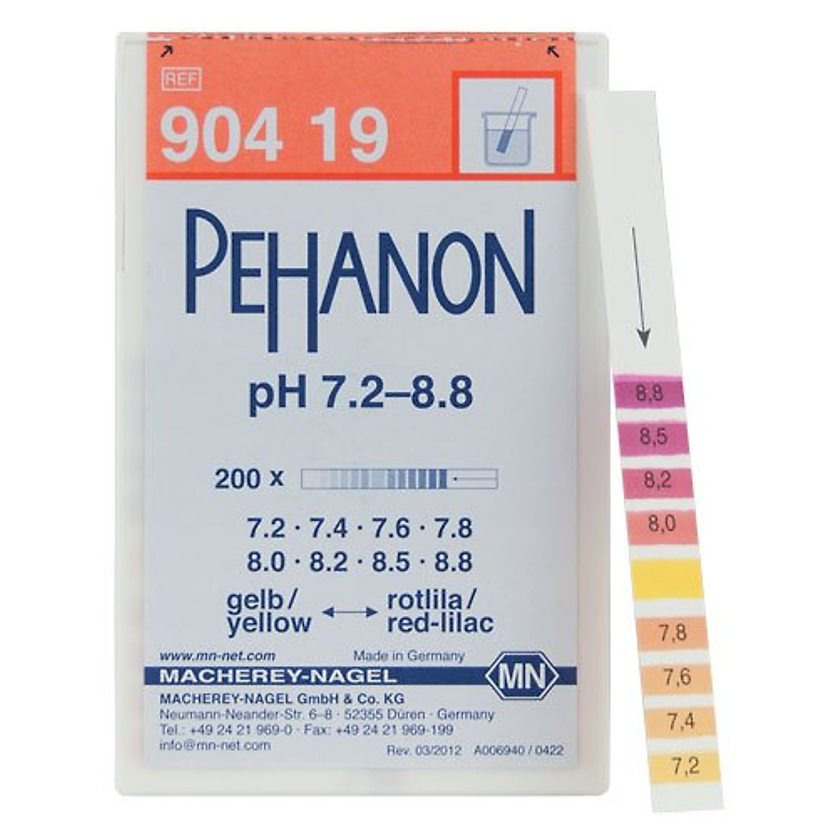 Macherey-Nagel, 90419, Pehanon pH 7.2-8.8, Box of 200 Strip