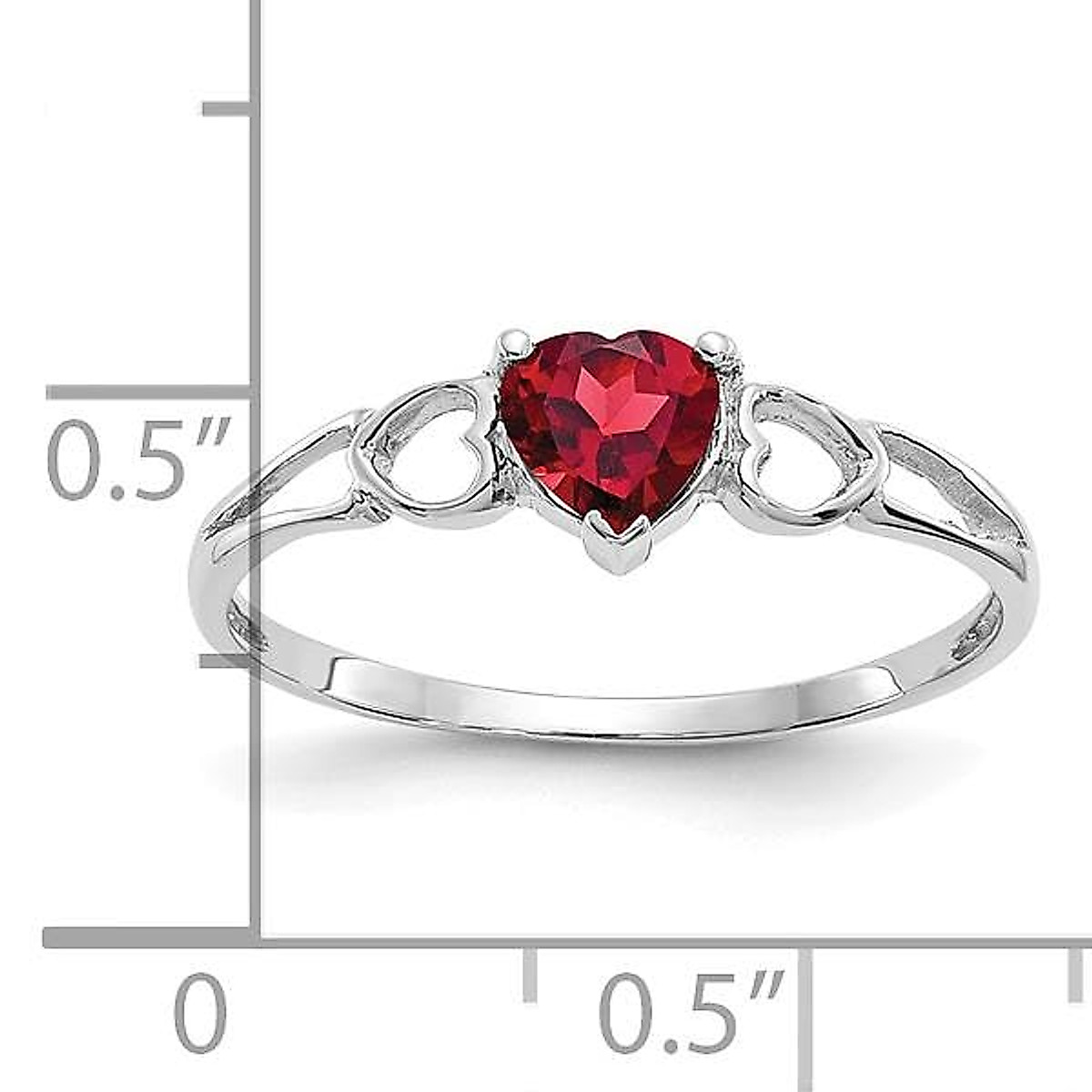IceCarats 14K White Gold Red Garnet Heart Love Ring January Birthstone Jewelry Size 6