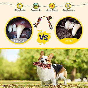 RIGHTPARTS Dog Rope Toys for Small & Medium Large Breed Dogs,Dog Chew Toys for Aggressive Chewers, Cotton Dog Teeth Cleaning Toys, Tug of War Dog Training