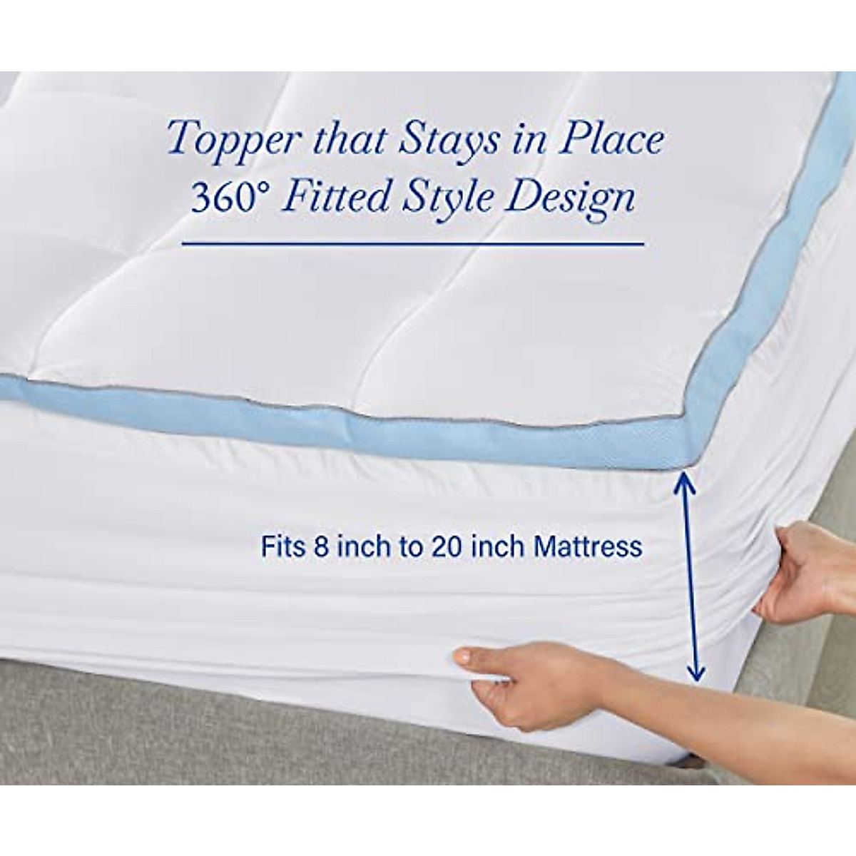 Luxury Mattress Topper Queen Size, Soft Fluffy Cooling Pillow Top Queen Mattress Topper for Bed
