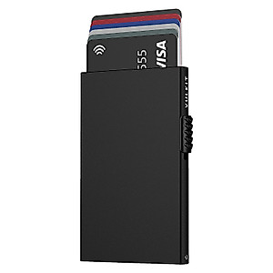 VULKIT Minimalist Credit Card Holder Pop Up Cards RFID Protection Slim Metal Wallet