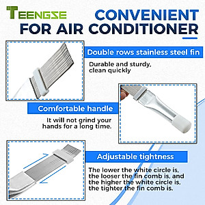 TEENGSE 7PCS Air Conditioning Brush Set, FCR6 Fin Comb Tool, Radiator Condenser Fin Comb, Stainless Steel Air Conditioner Condenser Fin Comb for Cleaning AC Evaporator Radiator Refrigerator
