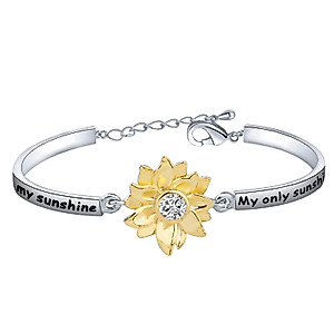 CENWA You Are My Sunshine Zircon Bracelet Sun Jewelry Sunshine Bracelet Girlfriend Gift, Fiance Mother Daughter Sunshine Jewelry (Sunshine Br S)