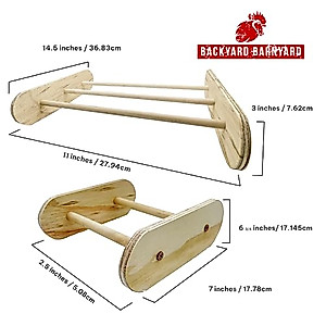 Backyard Barnyard Chick Perch and Mini Chicken Roosting Bar Set (2 Pack) Made in USA!!! Strong Natural Wood Jungle Gym Toys for Brooder and Coop Baby Birds Pollos Gallinas