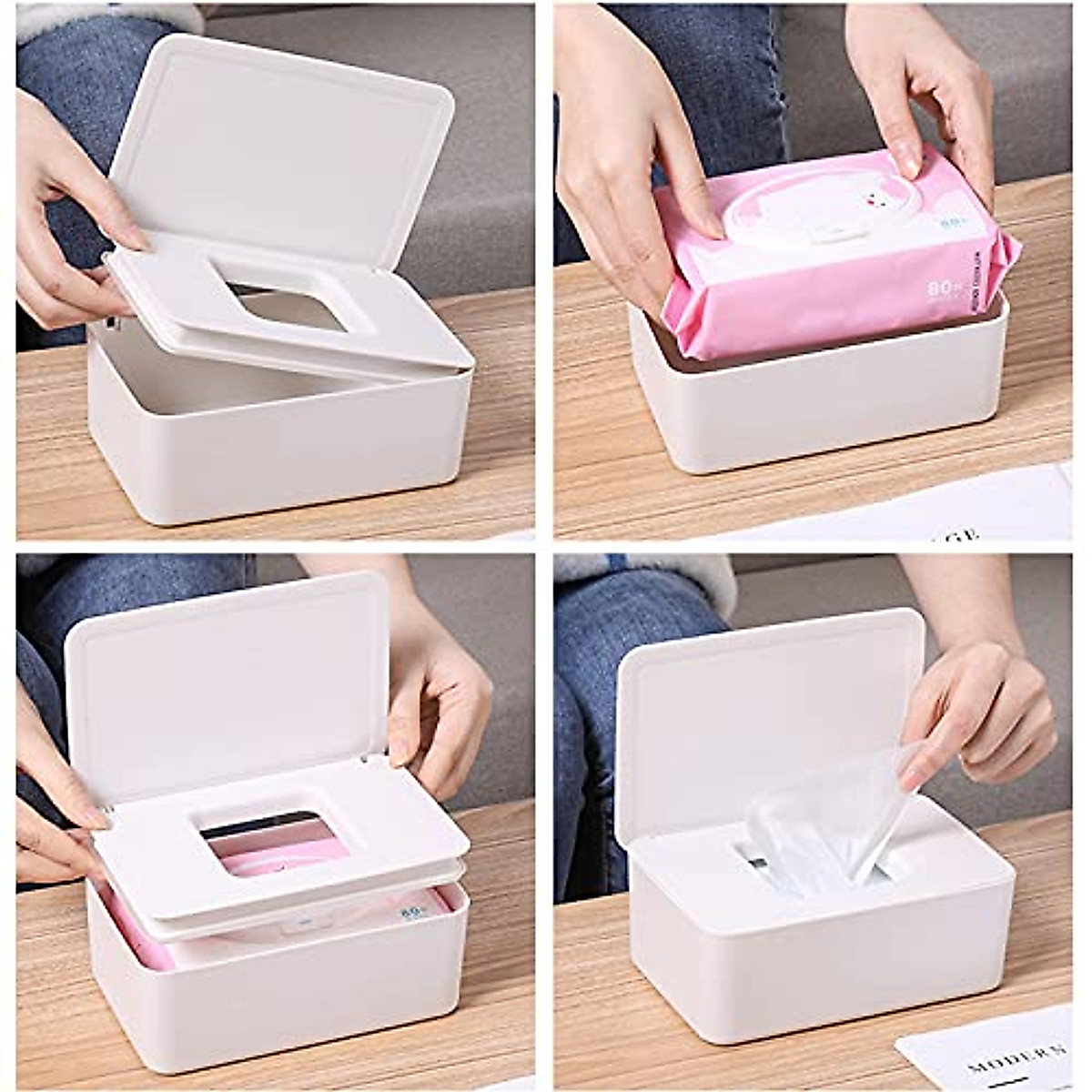 Wipes Dispenser Wet Wipes Storage Box with Lid Dustproof Tissue Storage Box Napkin Storage Case Modern Rectangular Wipe Container For Home Car