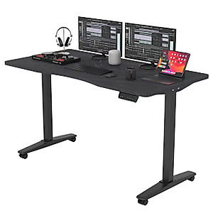 Monomi Height Adjustable Electric Standing Desk, 55 x 28 Inches Stand up Desk, Sit Stand Home Office Computer Desk(Black Frame+Marble Black Top)