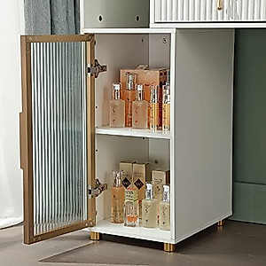 LUKYRA Vanity Desk with Drawers, Makeup Table with Storage Cabinet, White and Gold Dressing Table(Without Mirror)