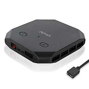 novonest Fan Hub,PWM 4PIN&5V 3PIN Addressable RGB Fan Controller,Powering Up to 14 Fans,with SATA Interface Power Supply,Reset Button line,FH14-5V