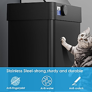 TLSUNNY 21.1 Gallon Motion Sensor Trash Can,Touchless Automatic Garbage Can,Brushed Stainless Steel Smart Bin,with Bag Holder,Soft Close Lid,for Kitchen,Office,RV,Bedroom,Living Room (Black, 80L)