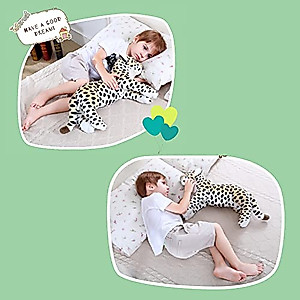 Gisqis Cheetah Stuffed Animal, 19" Leopard Stuffed Animal Cheetah Stuffy Leopard Plush Toys Cute Safari Realistic Stuffed Animals Jaguar Plush Children's Day Birthday Gift for Girls Boys