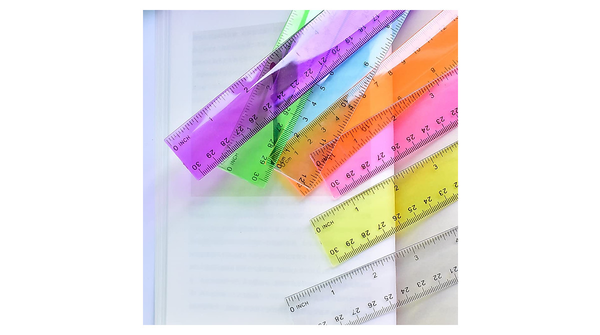 7 Pack Colored Plastic Rulers 12 inch/30cm for School Kids