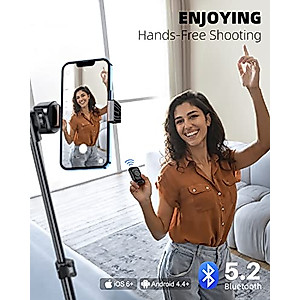 ANGFLY 67" Phone Tripod & Selfie Stick, Extendable Cell iPhone Tripod Stand with Remote and Phone Holder, Tripod for iPhone Compatible with iPhone 14 Pro Max 13 12/Android/Camera