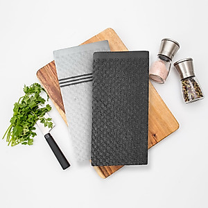 Infinitee Xclusives Premium Kitchen Towels – Pack of 6, 100% Cotton 15 x 25 Inches Absorbent Dish Towels - 425 GSM Tea Towel, Terry Kitchen Dishcloth Towels- Grey Dish Cloth for Household Cleaning