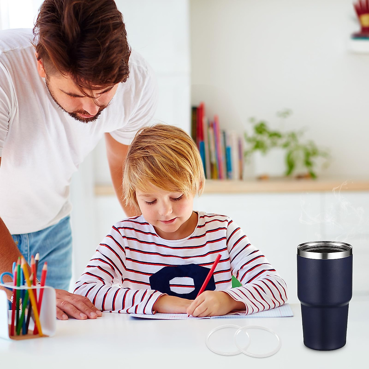 20 oz Replacement Rubber Lid Seals O Shaped Resealable Lid Gaskets for 10, 12, 16 and 20 Ounce Insulated Stainless Steel Tumblers (White, 6 Pieces)