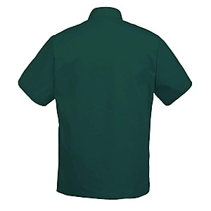 Embroidered Men's Chef Coat Short Sleeve Chef Shirt Cook Coat Personalized with Your Text Hunter Green