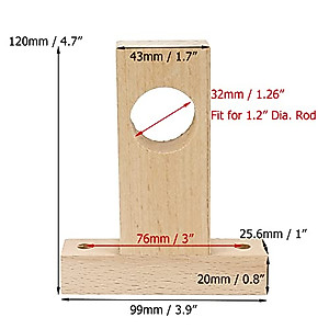 Coshar Wood Rod Holder, Ceiling Mount Closet Pole Socket Pipe Bracket Holder with Screws, 4 Pack, Fit 1.2inch/30mm Diameter Pole