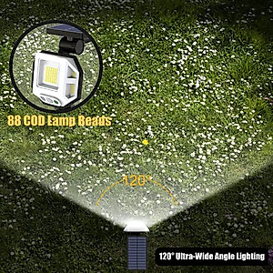 JiocoVino Solar Spot Lights Outdoor IP65, Smart Sensor & 3 Lighting Modes - 88LED Solar Spot Lights Outdoor Apply to Wall Lights for Garden Pathway, Solar Powered Landscape Lights, 2 Pack (Cool White)