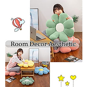 LRKOAYJGO Flower Pillow, Flower-Shaped Throw Pillow Butt Seating Cushion Flower Floor Pillow, Cute Decorative Plush Pillow for Chair Bed Sofa (Green, 14.9"