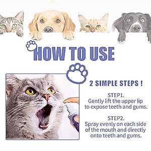 Pet Clean Teeth Spray, Teeth Cleaning Spray for Dogs & Cats, Targets Tartar & Plaque, Eliminate Bad Breath, Without Brushing