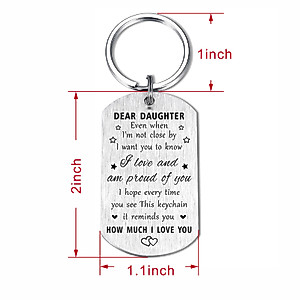 Resdink Daughter Keychain Gifts - to My Dear Daughter, I Love You Daughter Birthday Key Chain, Best Graduation Gifts for Our Daughter Proud of Daughter Teen Girl, Christmas Gifts for Adult Daughter