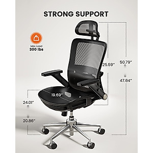 ErGear Office Chair, Ergonomic Office Chair, High Back Desk Chair with Headrest and 5D Flip-up Arms, Adjustable Lumbar Support Computer Chair, Swivel Mesh Chair