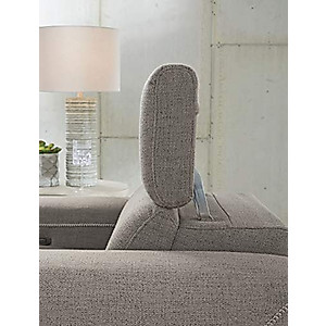 Signature Design by Ashley Mabton Contemporary Adjustable Power Recliner with USB Charging, Light Gray