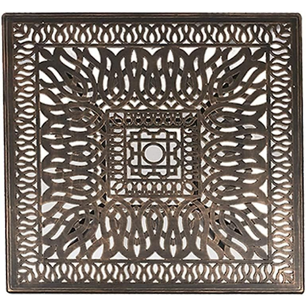 QUYZE Patio Dining Table, 35" Outdoor Patio Table with Umbrella Hole Bronze Square Cast Alluminum Patio Metal Dining Table, Outdoor Furniture for Backyard Lawn Balcony Deck