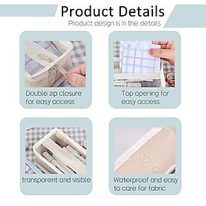 Clear Pencil Pouch, Transparent Pencil Case Organizer, Clear Pencil Case with Zipper for Pencil Storage (Beige)
