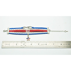 HCChanshi Usa Star Bracelet Jewelry Us Star Bracelet Jewelry Usa American Flag Bracelet Usa Gifts American Flag Usa Flag Gift (Royal Blue, White and Red)