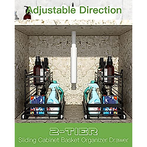 Under Sink Organizers and Storage, Uamector Under Sink Organizer 2 Tire Cabinet Organizer Shelf, Multi-Purpose for Under Kitchen Bathroom Sink Organizers and Storage, Under Sink Shelves