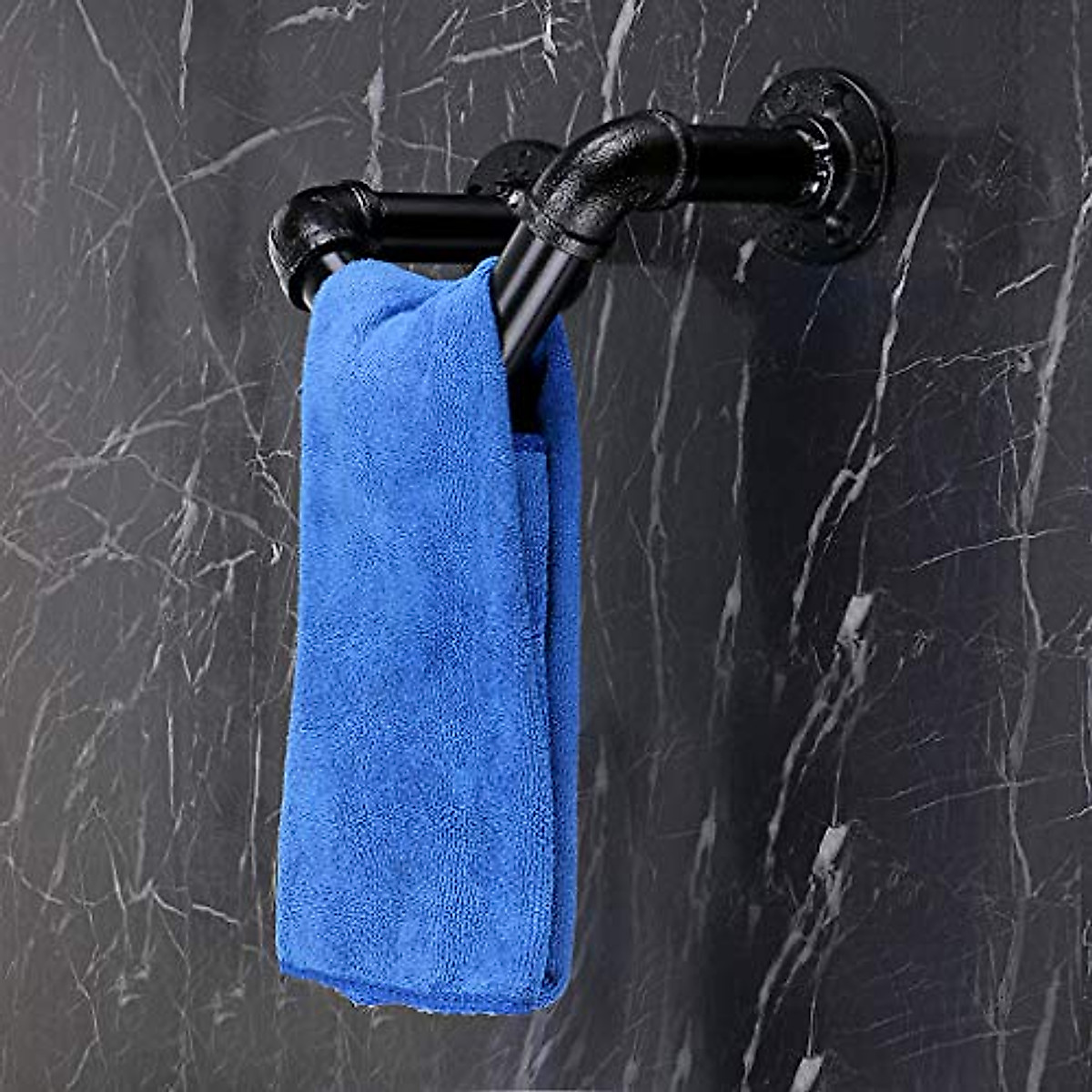 Sumnacon Vintage Style Towel Rack Holder-Industrial Pipe Metal Wall Mounted Towel Holder Organizer with Hardware for Bathroom, Kitchen, Bedroom, Electroplated Black Finish