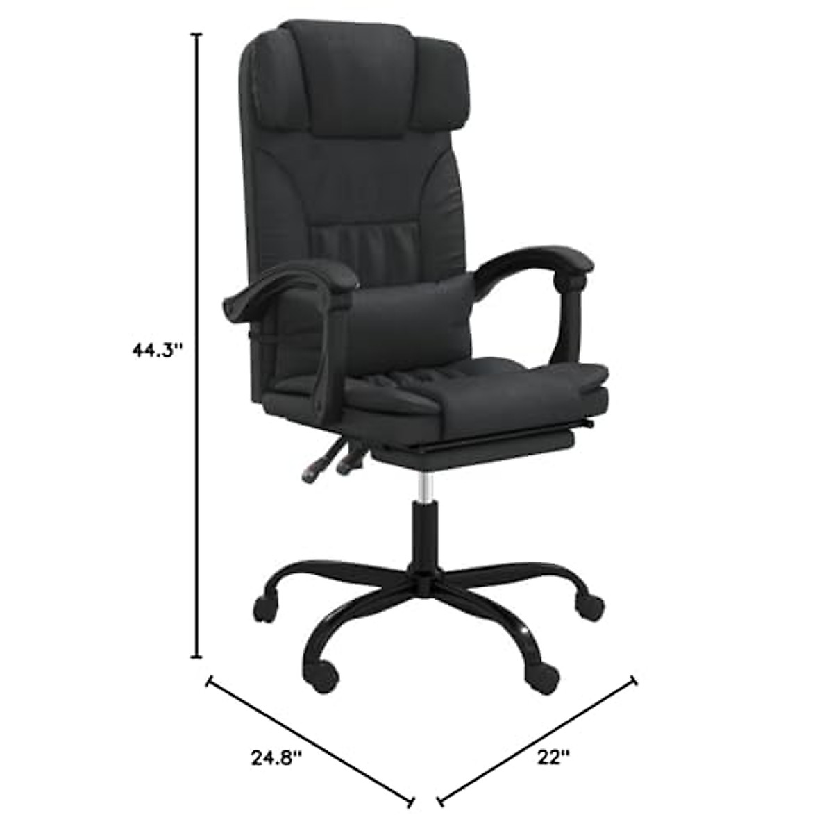 Reclining Office Chair,Rolling Chair,Swivel Chairs,Ergonomic Office Chair,Executive Chair,for Your Living Room,Bedroom,Office,Study,Makeup Vanity, Black Faux Leather