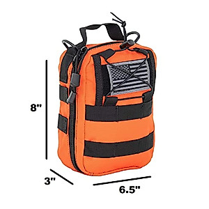 LINE2design First Aid (Ifak) Pouch EMS Bag - EMT Emergency Medical Trauma Pack Bags Tactical EDC Rescue Utility Gear IFAK Bags for Hiking Stop Bleeding Includes USA Patch - Orange