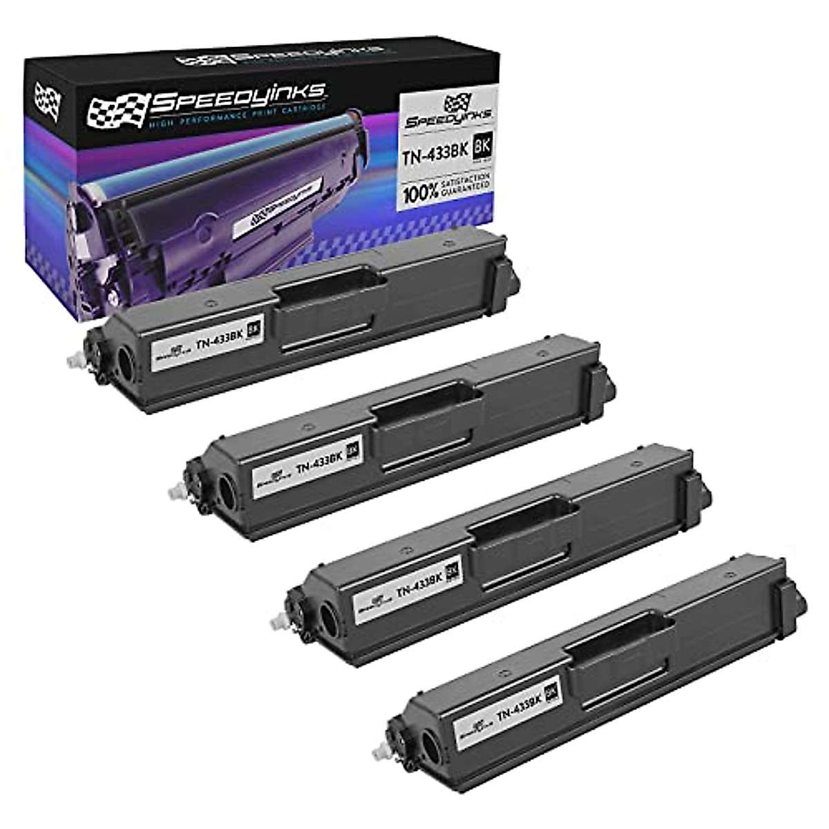 SPEEDYINKS Compatible Toner Cartridge Replacement for Brother TN433BK High Yield (Black, 4-Pack) for use in HL-L8260CDW, HL-L8360CDW, HL-L8360CDWT, HL-L9310CDW, MFC-L8610CDW, MFC-L9570CDWT