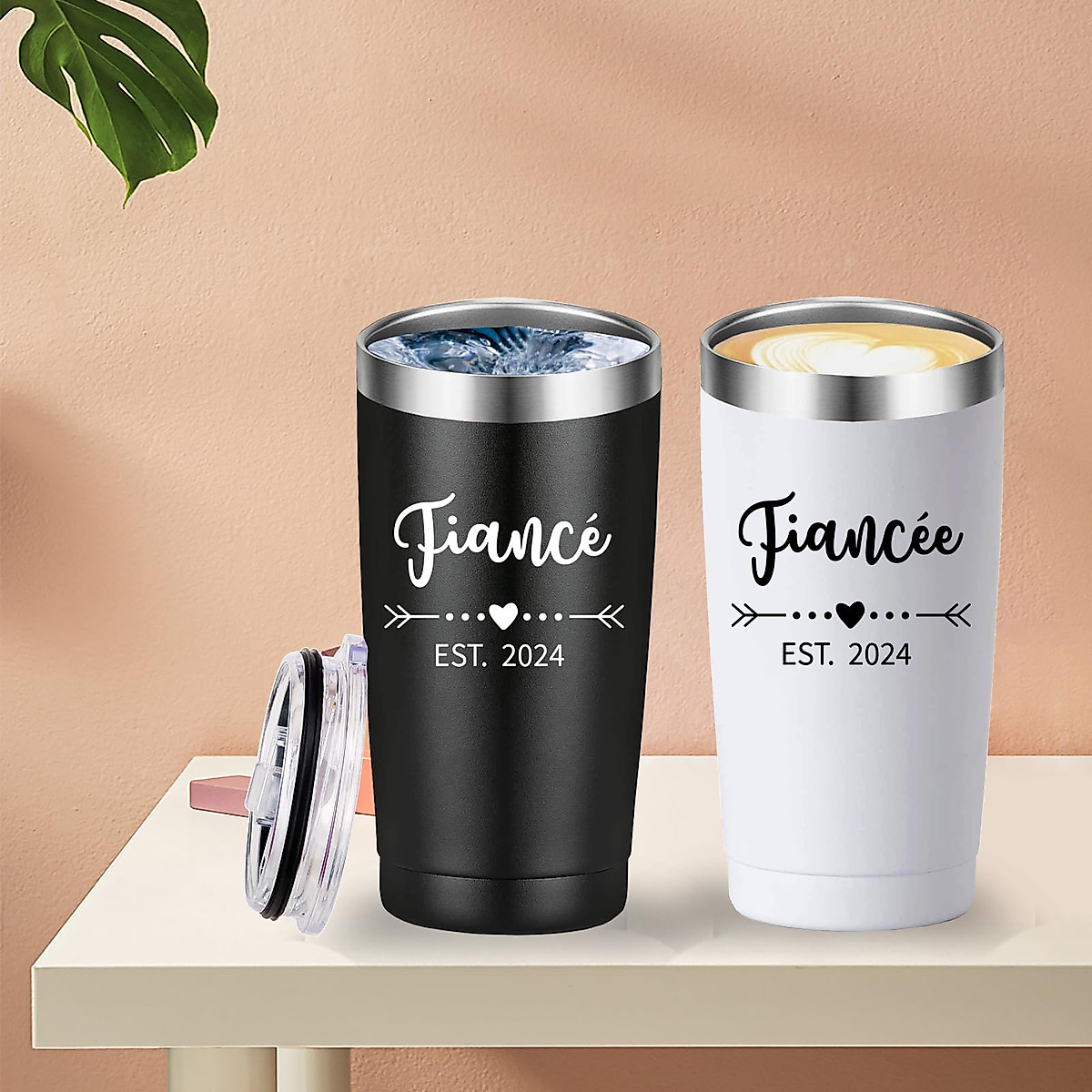 Mamihlap Engagement Gift for Couple Tumbler.Boyfriend Girlfriend Fiance Fiancee Gift for Him and Her.Gifts for Newly Engaged Anniversary Bride Groom Mr Mrs Him Hers(20oz Black&White)