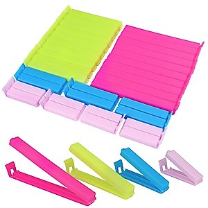 34 Packs Plastic Chip Clips Resealable Chip Clips for Food Bags Sealing Clips for Food Storage Snack Bags Plastic Bag Sealing Clips 4 Sizes Bright Colors 2.4"/3.2"/4.3"/5.5"