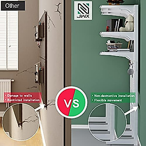 JWX Standing Shelf Unit, White Home Office Garage cabinets with Metal Pegboard and 15 Pieces Organizer Tool Holders