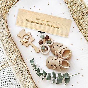 Blinking Stars Pregnancy Test Keepsake Box, Surprise Pregnancy Announcements for Grandparents Dad Aunt and Uncle, Wooden Baby Annouced Box for Grandma Auntie