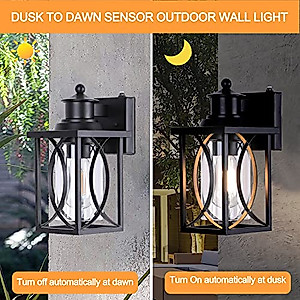 PARTPHONER Outdoor Light Fixtures Dusk to Dawn Outdoor Wall Lighting 2 Pack, Black Outside Wall Sconce Waterproof Exterior Wall Lantern for House Porch Garage Doorway Patio