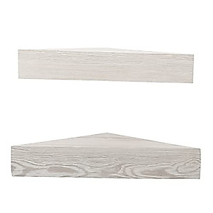 Kiera Grace Set of Two Rustic & Farmhouse Modern Decorative Engineered Wood Chunky Floating Triangle Corner Wall Shelves for Home & Office, 11.8” x 2.8", Weathered Grey (FN01523-5)