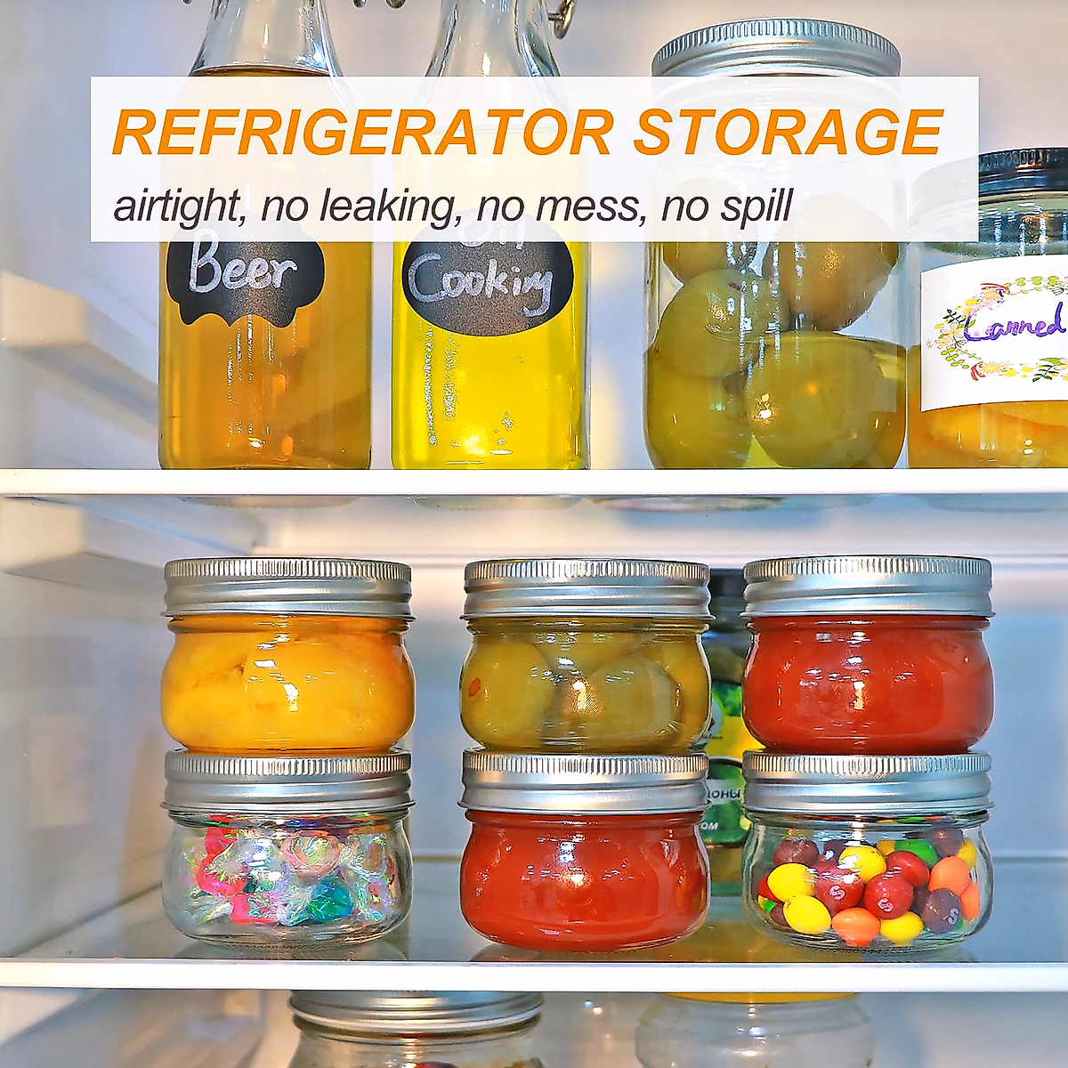 COMUDOT 40 Pack Mason Jars, 4 oz Food Storage Jars with Split-Type Metal lids, Glass Canning Jars for Jams, Overnight Oats, Candies, Honeys, Snacks,DIY Projects,Wedding/Party/Shower Favors